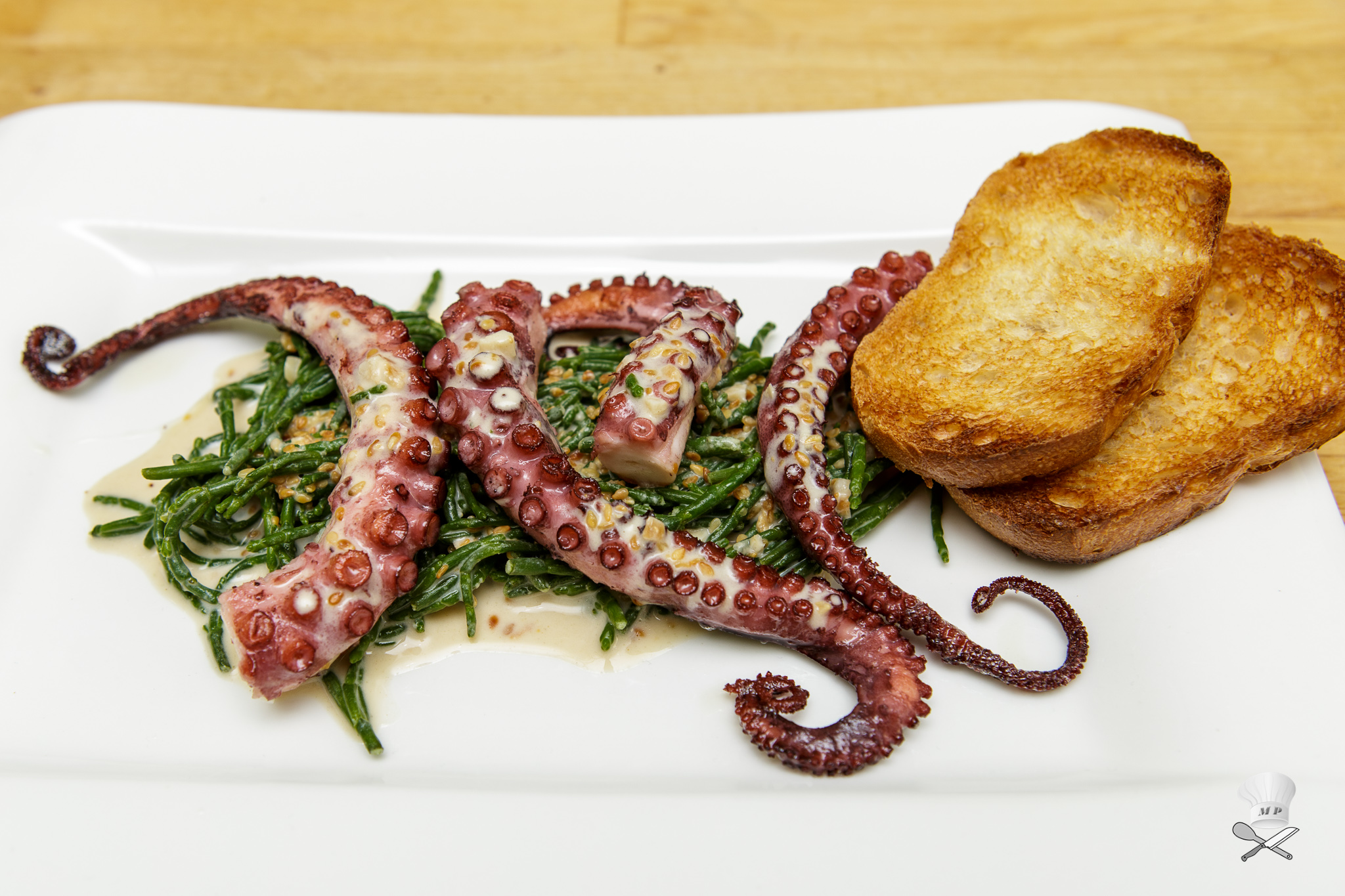 Oktopus auf Queller mit Sesamdressing - kochen, essen und fotografieren